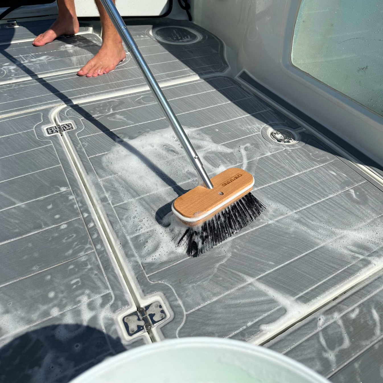 Boat Deck Brush Kit - 3 Boat Brushes with Long Handle